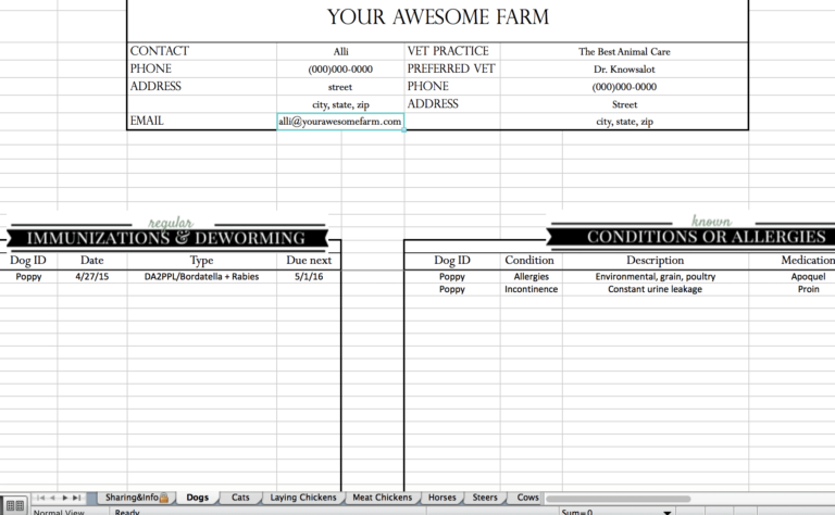 Cattle Record Keeping Spreadsheet — db-excel.com