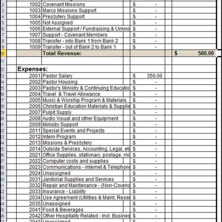 Church Offering Spreadsheet within Free Church Tithe And Offering ...