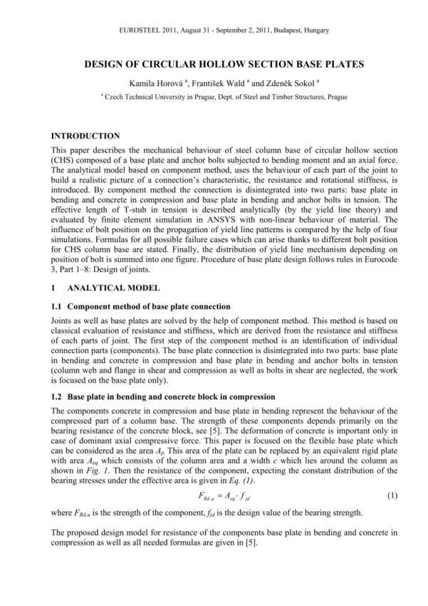 Circular Base Plate Design Spreadsheet pertaining to Pdf Design Of ...