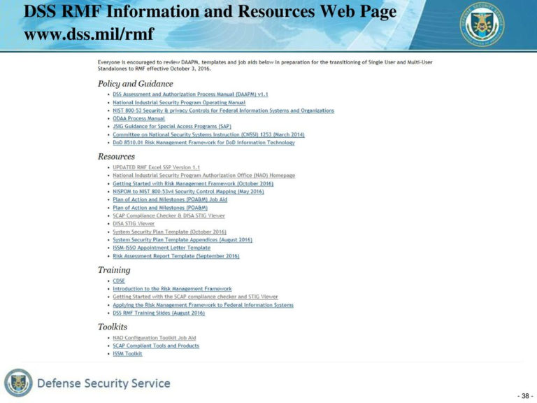 Cnssi 1253 Spreadsheet with Defense Security Service Risk Management ...