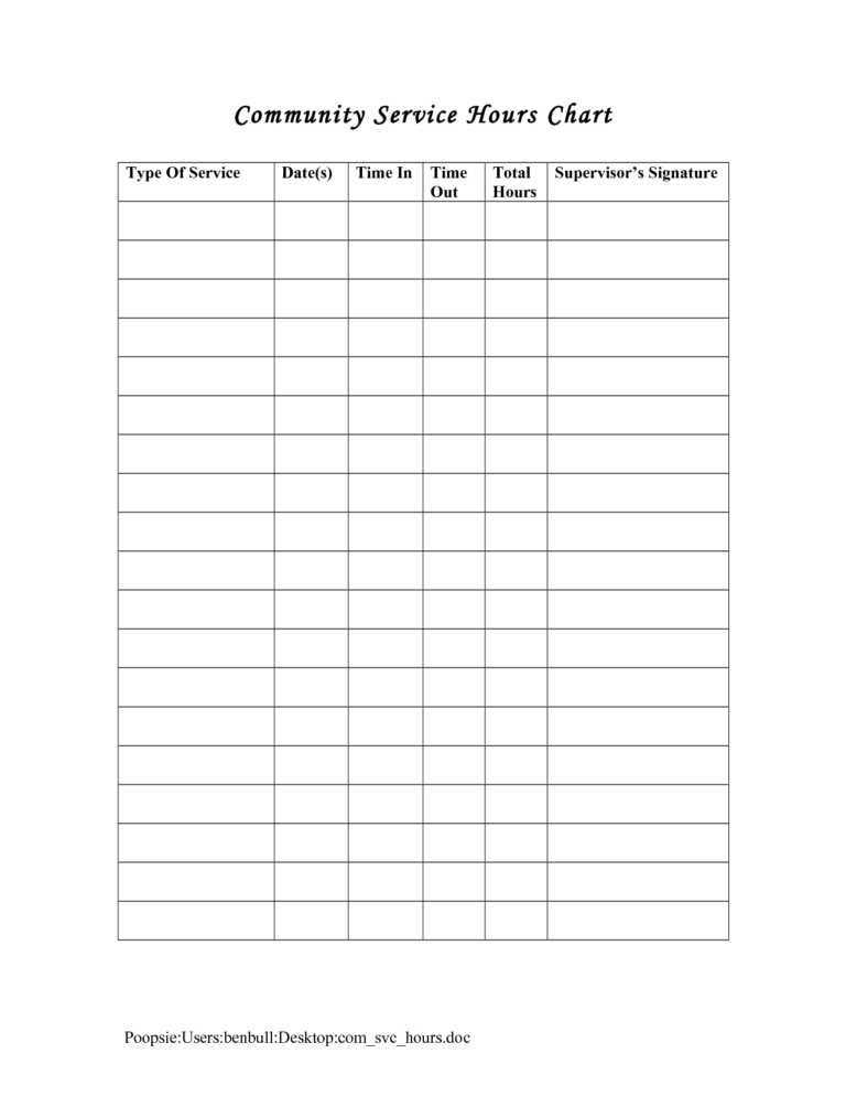 Community Service Spreadsheet — db-excel.com