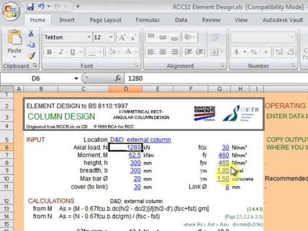 Concrete Column Design Spreadsheet Free Download in Maxresdefault Sheet Reinforced Concrete ...