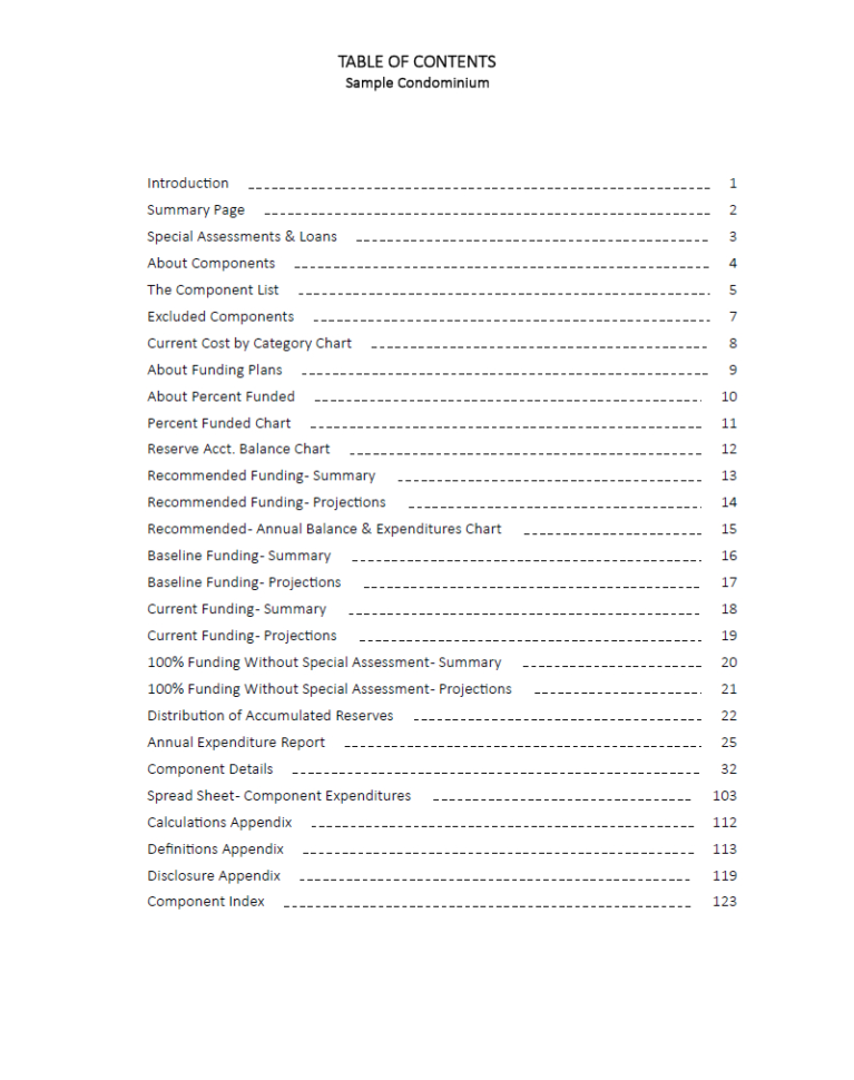 Condo Reserve Study Spreadsheet — db-excel.com