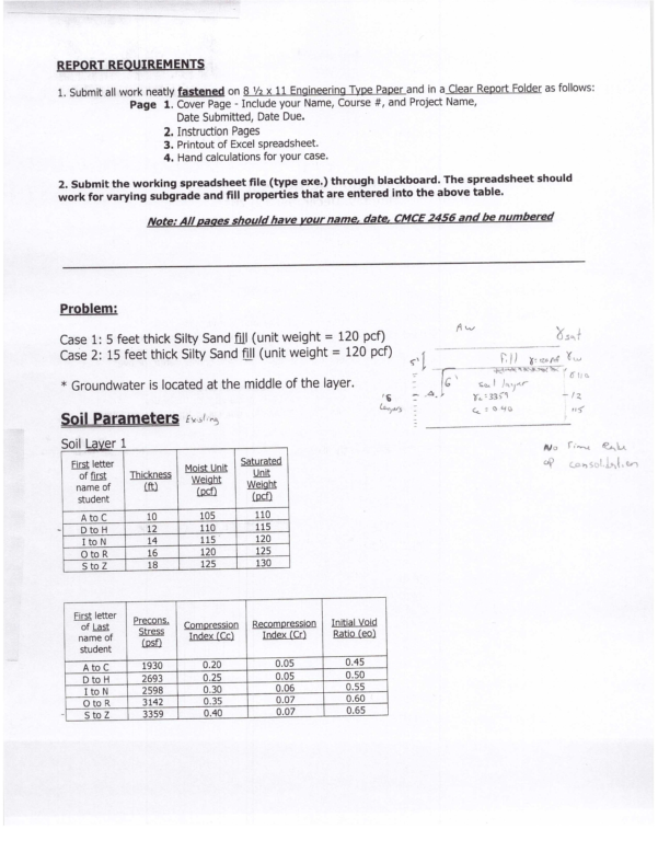Consolidation Settlement Calculation Spreadsheet with regard to Solved ...