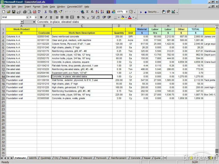 Construction Excel Spreadsheet — db-excel.com