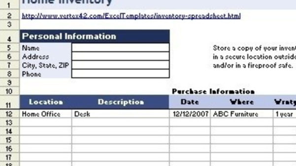 Contents Insurance Checklist Spreadsheet inside Best Home Inventory ...