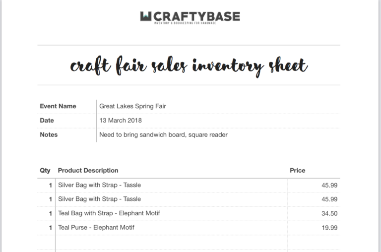 Craft Inventory Spreadsheet for Free Craft Show Inventory Template — db ...