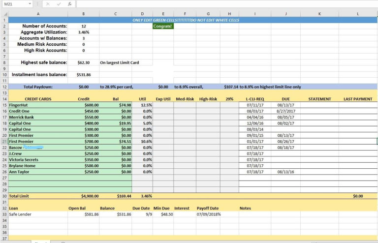 Credit Card Spreadsheet — db-excel.com