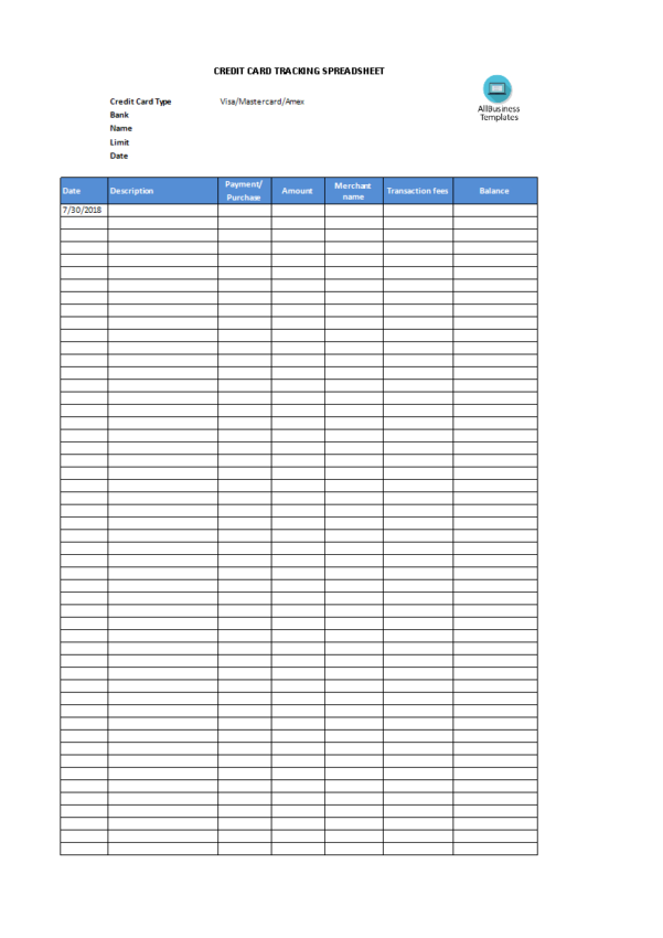 Credit Card Spreadsheet — db-excel.com