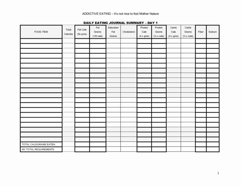 Printable Calorie Tracker Mainbyte