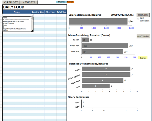 Daily Calories & Food Nutrition Excel Spreadsheet Calculator — db-excel.com