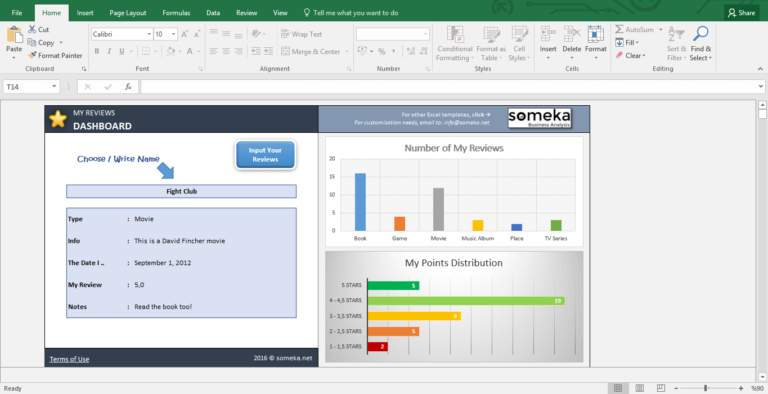 Database Spreadsheet Templates with My Reviews: Personal Reviews ...
