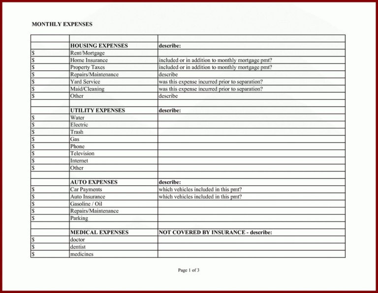 Dental Office Expense Spreadsheet inside 012 Monthly Expense Reportlate ...