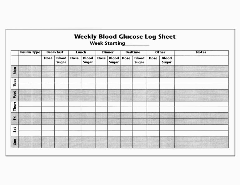 Diabetes Glucose Log Spreadsheet regarding Blood Sugar Journal Template ...