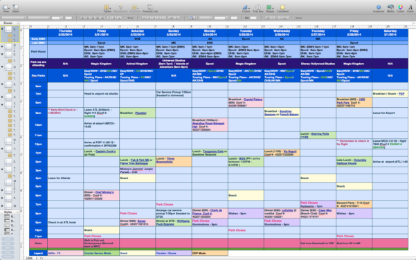 Disney Planning Spreadsheet Download throughout Download Disney World ...