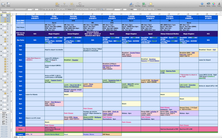 Disney Spreadsheet inside Disney Planning Spreadsheet – Foster Loves ...