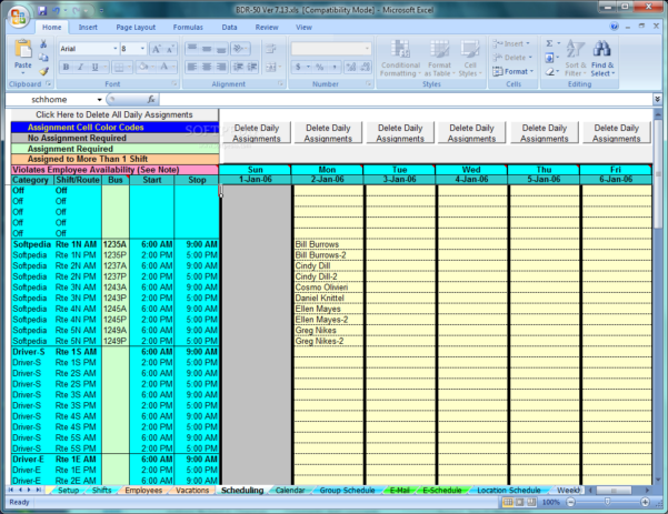 Driver Schedule Spreadsheet inside Download School Bus Driver And Route ...
