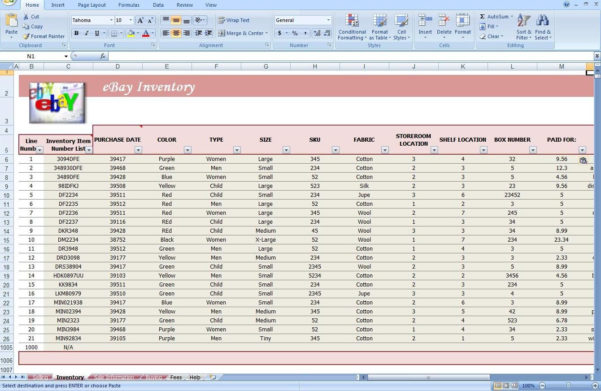 Ebay Spreadsheet Template Free throughout Ebay Spreadsheet Beautiful ...