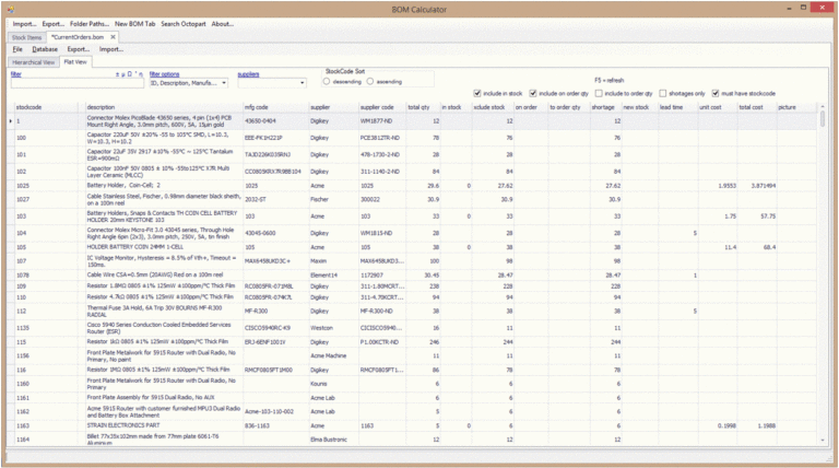 Electronic Components Inventory Spreadsheet inside Bomcalc And ...