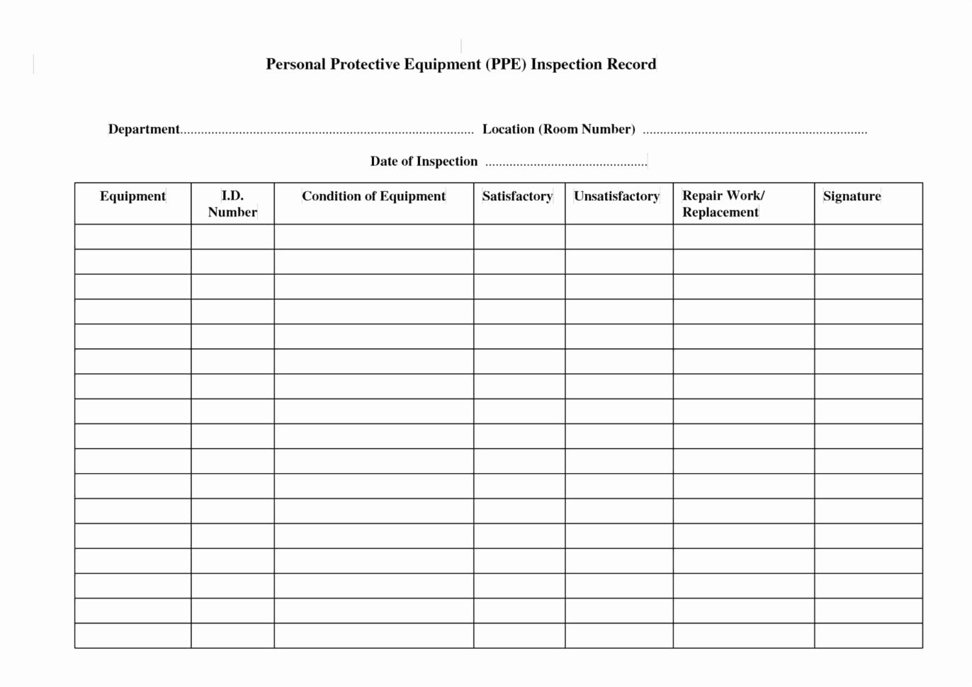 Equipment Maintenance Spreadsheet Db excel