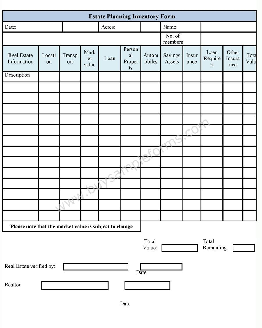 Estate Inventory Excel Spreadsheet With Regard To Estate Planning 