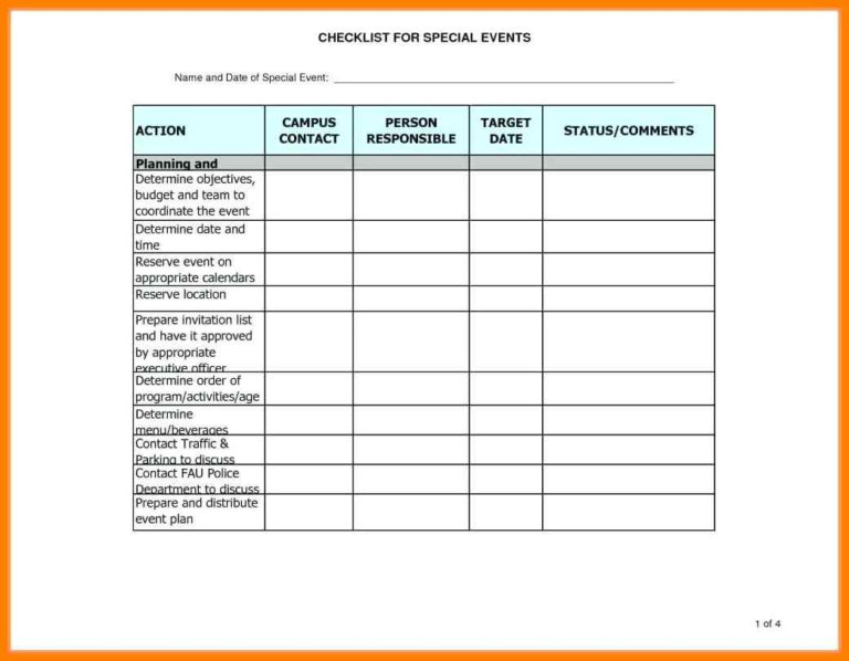 Event Management Spreadsheet inside 8+ Event Checklist Excel Template ...