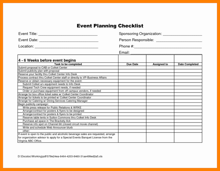 Event Management Spreadsheet — db-excel.com