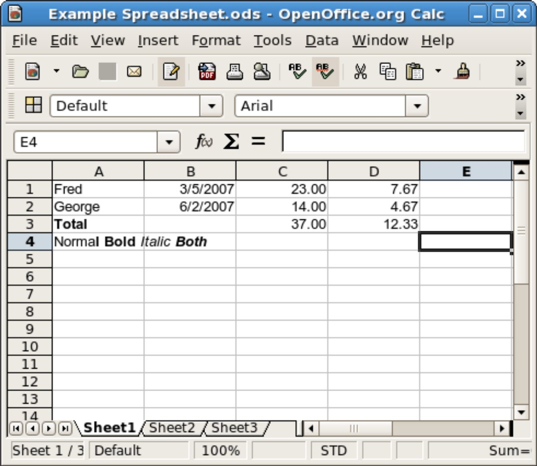 Examples Of Spreadsheet Application Intended For Odf ooxml Technical 