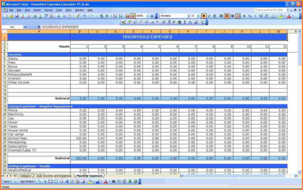 Excel Money Spreadsheet for Monthly Bills Spreadsheet Template Excel ...
