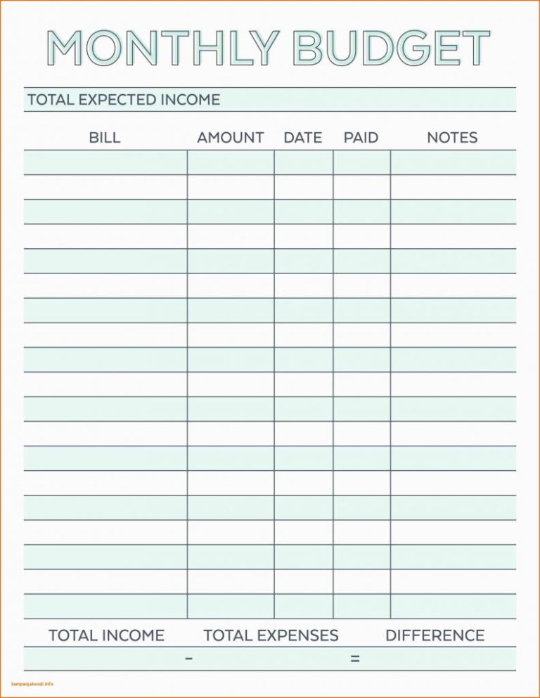 Excel Moving Expense Spreadsheet with regard to Budget Bills Template ...