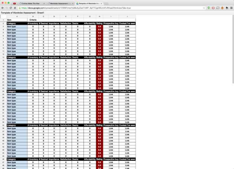 Excel Spreadsheet Assessment inside Wardrobe Assessment: I Built A Spreadsheet To Help You Take ...