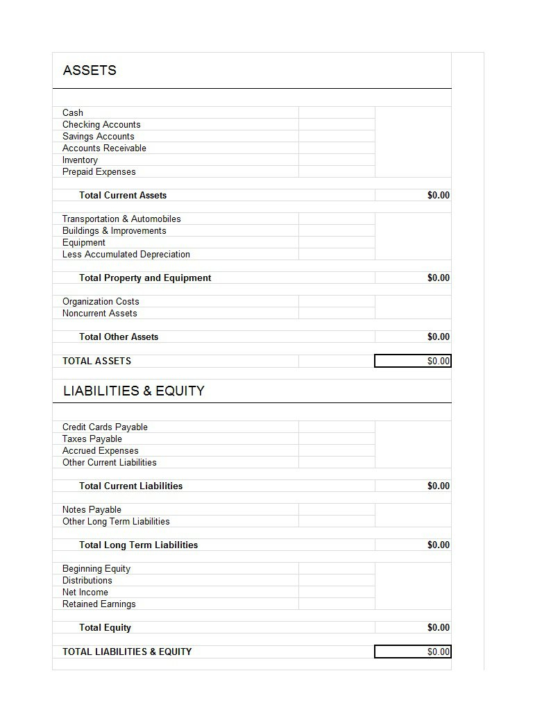Excel Spreadsheet Balance Sheet Throughout 38 Free Balance Sheet 