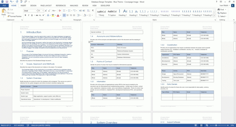 Excel Spreadsheet Database with Database Design Document Ms Word ...