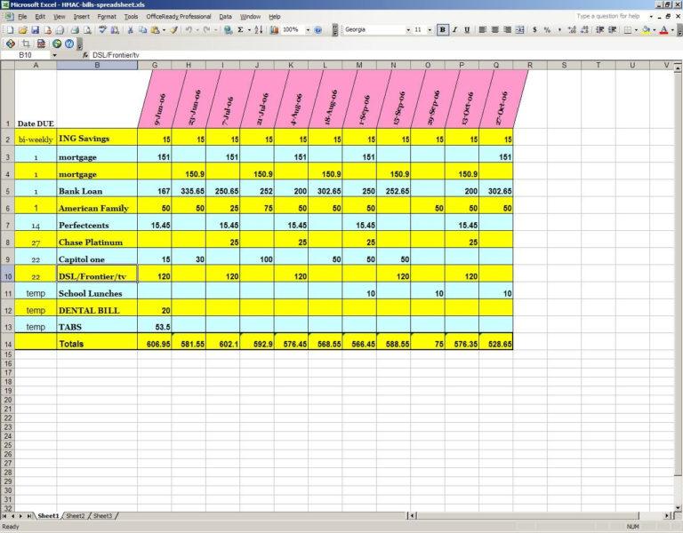 Excel Spreadsheet For Bill Tracking throughout Excel Bill Tracker Template Spreadsheet Free ...