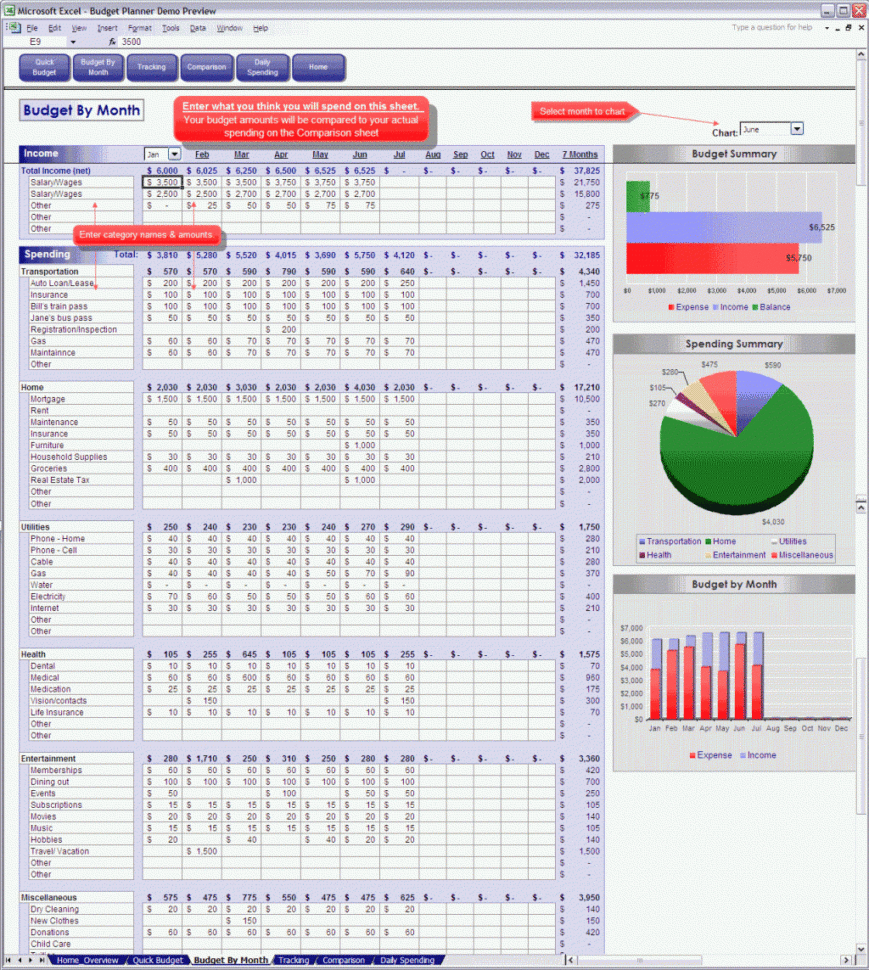 Excel Spreadsheet For Bill Tracking with Excel Spreadsheet For Bills Sample Household Budget ...