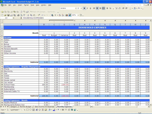 Excel Spreadsheet For Bills for Excel Spreadsheet For Bills Template ...