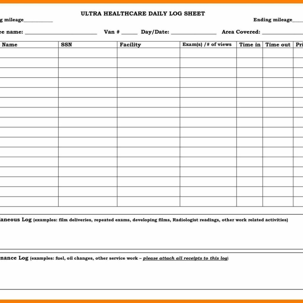 Excel Spreadsheet For Taxi Drivers For Driver Daily Log Sheet Template