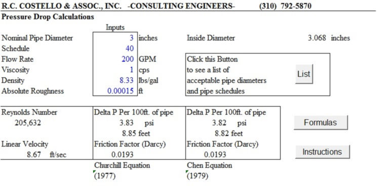 Excel Spreadsheets For Piping Calculations throughout Pipeflow 3.0 A ...