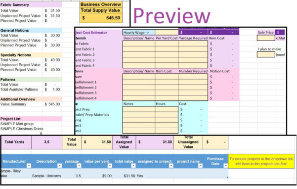 Fabric Inventory Spreadsheet — db-excel.com