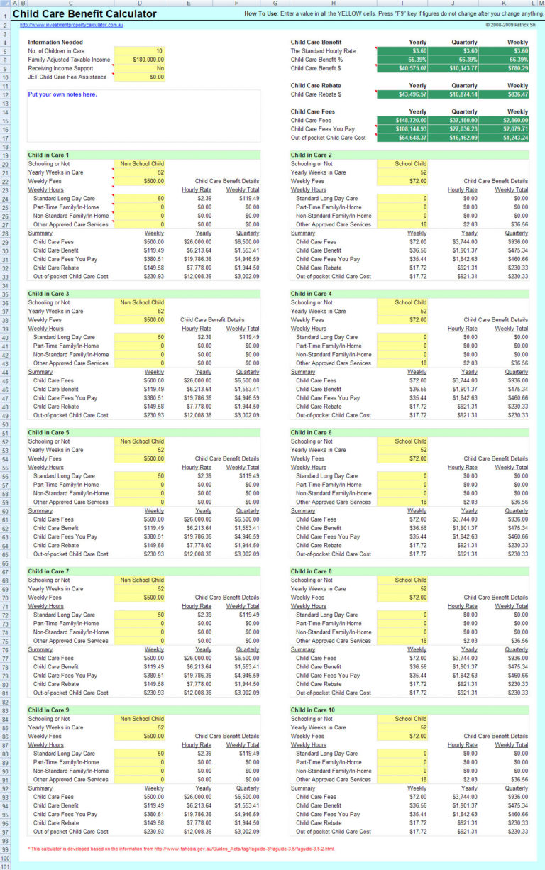 Family Day Care Tax Spreadsheet — db-excel.com