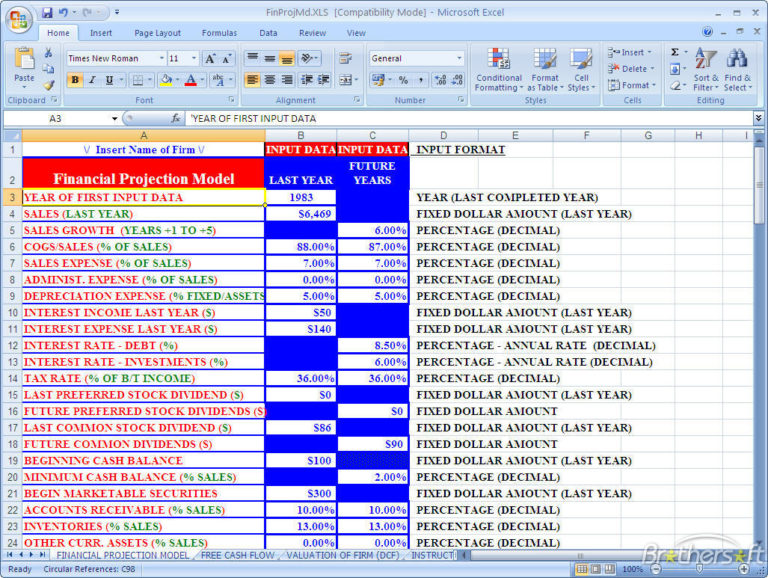 Financial Projection Spreadsheet — db-excel.com
