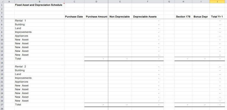 Fixed Asset Spreadsheet pertaining to 15 Residential Rental Tracking Spreadsheet – Organized ...
