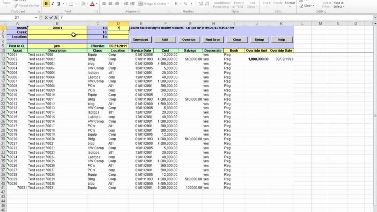 Fixed Asset Spreadsheet with regard to Fixed Asset Roll Forward ...