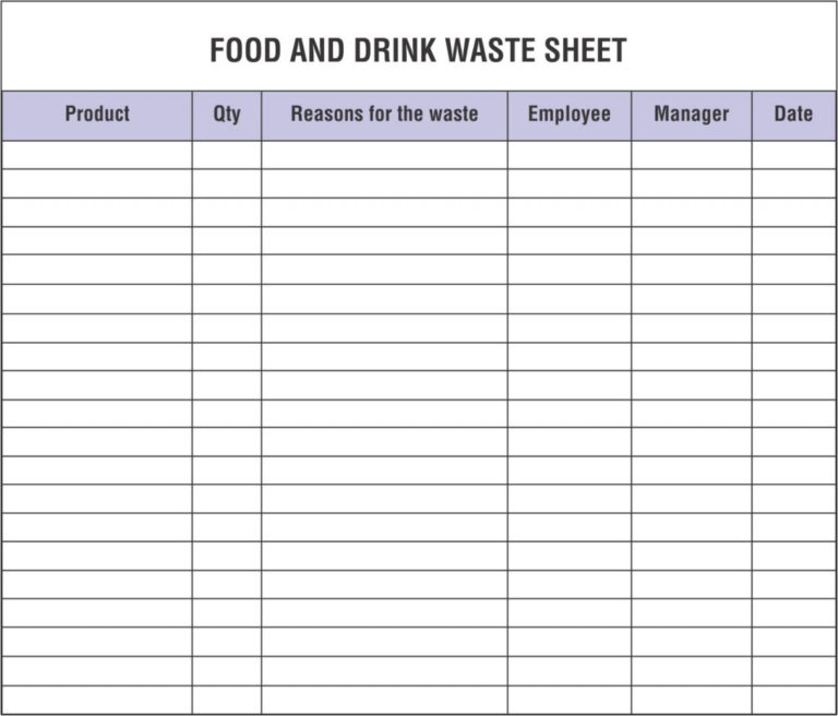 Food Waste Tracking Spreadsheet — db-excel.com