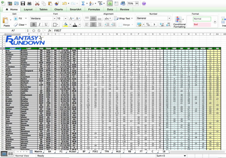 Free Baseball Stats Spreadsheet — db-excel.com