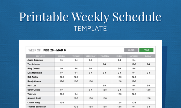 Free Staff Rota Spreadsheet in Free Printable Weekly Work Schedule ...