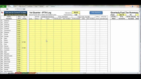 Fuel Tracking Spreadsheet intended for Ifta Spreadsheet Mileage Excel ...