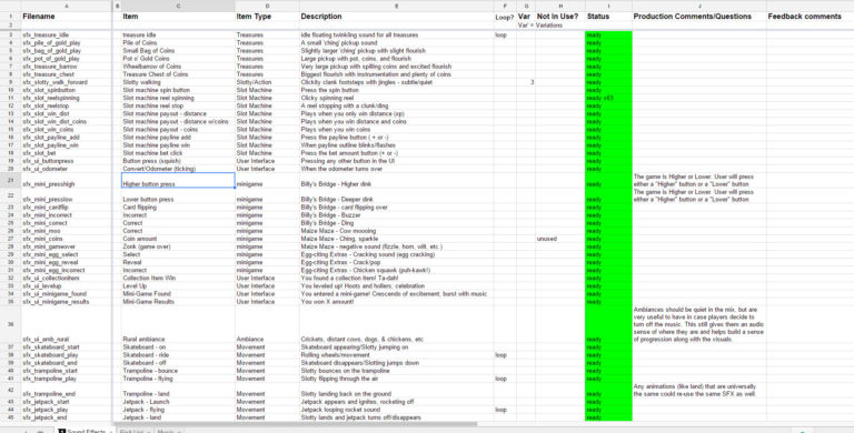 Game Design Spreadsheet — db-excel.com