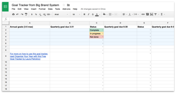 Goal Tracking Spreadsheet intended for Organize Your Year With This ...