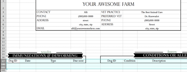 Goat Record Keeping Spreadsheet in Animal Records Spreadsheet — db ...